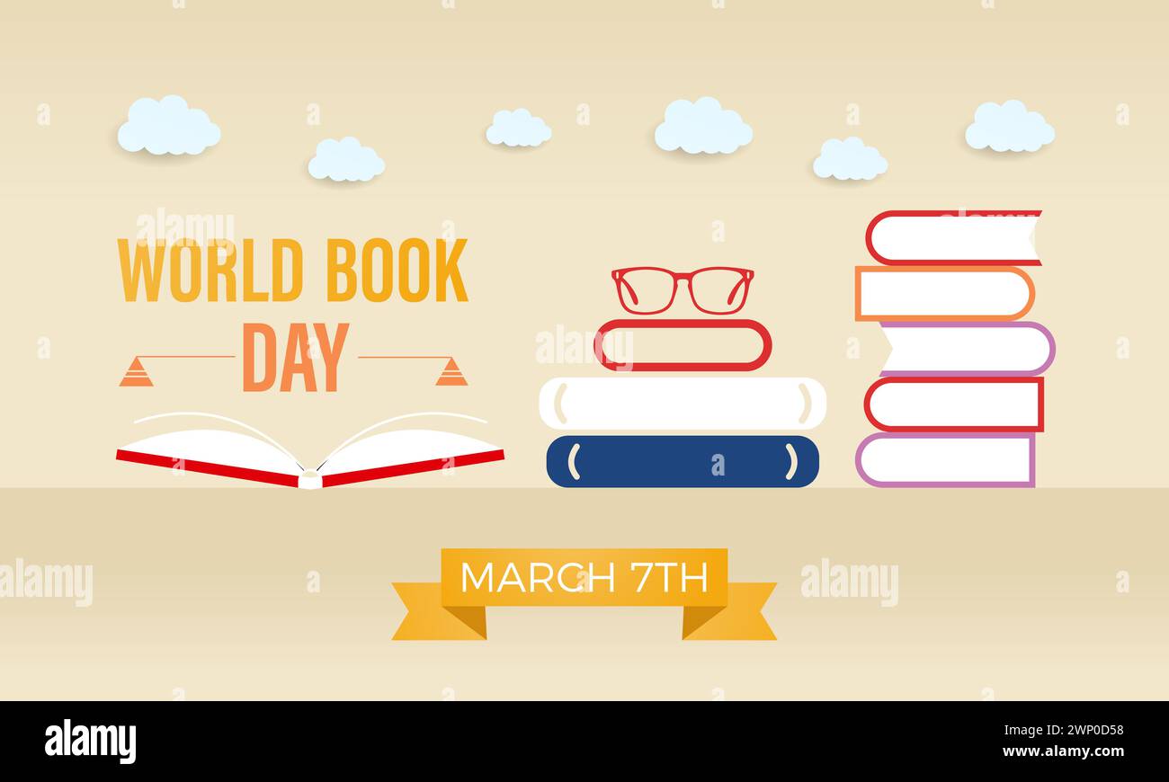 World Book Day celebrated every year of April 23, Vector banner, flyer ...