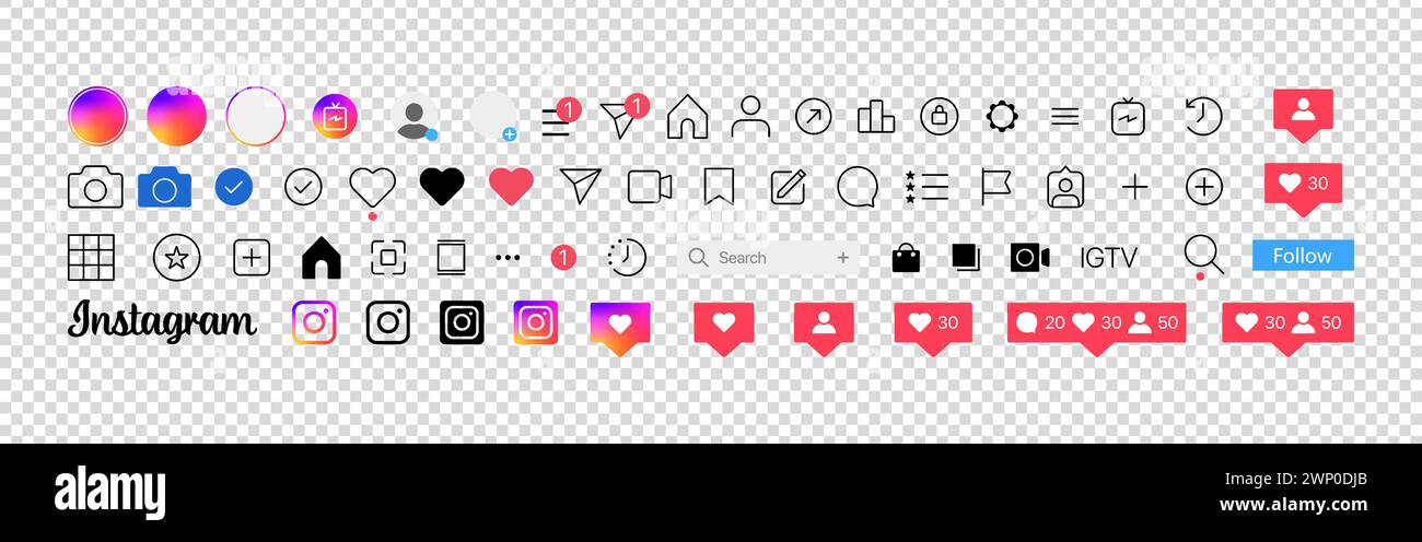 Instagram button icon. Set instagram screen social media and social ...