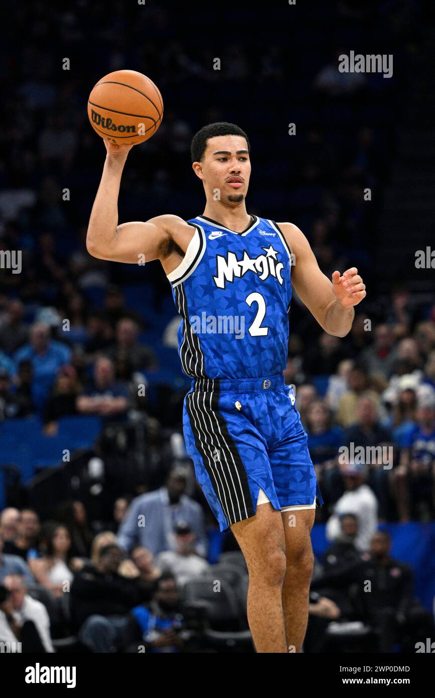Orlando Magic guard Caleb Houstan (2) controls the ball during the ...