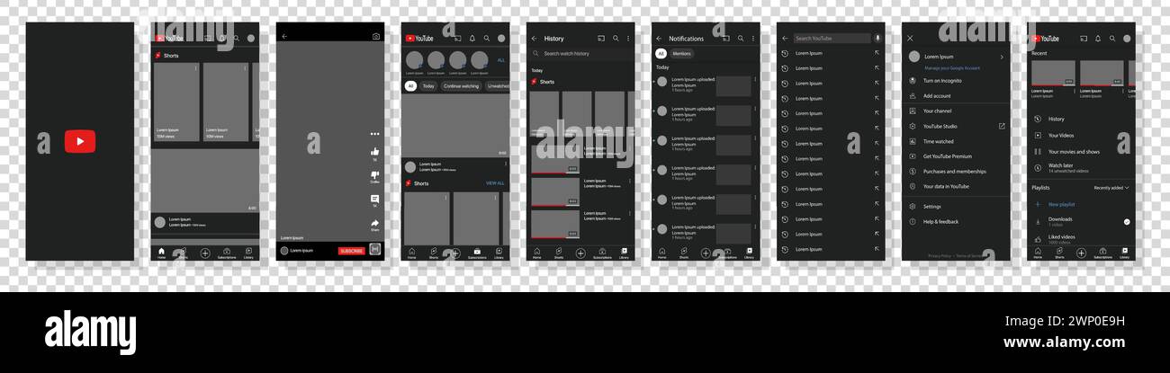 YouTube mobile interface. You Tube screen social media, video hosting ...