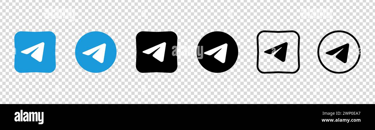 Collection of different telegram icons. Social media logo. Vector line ...