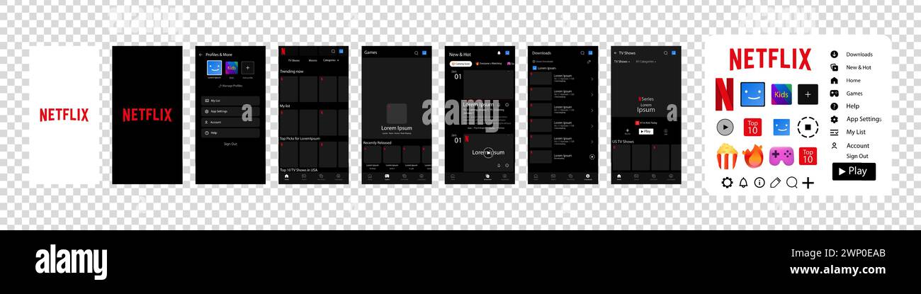 Netflix interface with button. Netflix screen social media, social ...