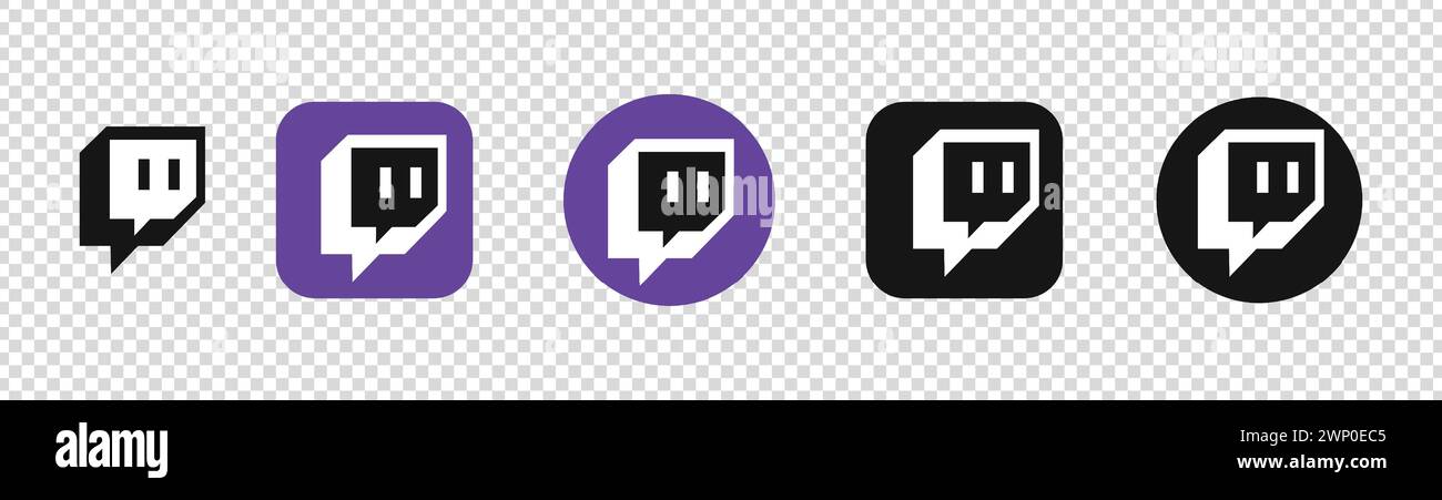 Collection of twitch icons. Social media logo. Line art and flat style ...