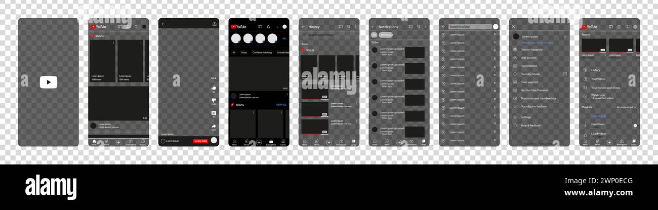 YouTube mobile interface. You Tube screen social media, video hosting ...