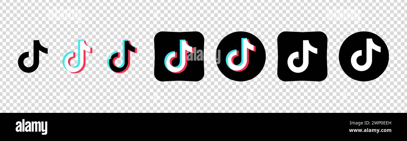 Collection of black Tik Tok icons. Social media logo. Line art and flat ...