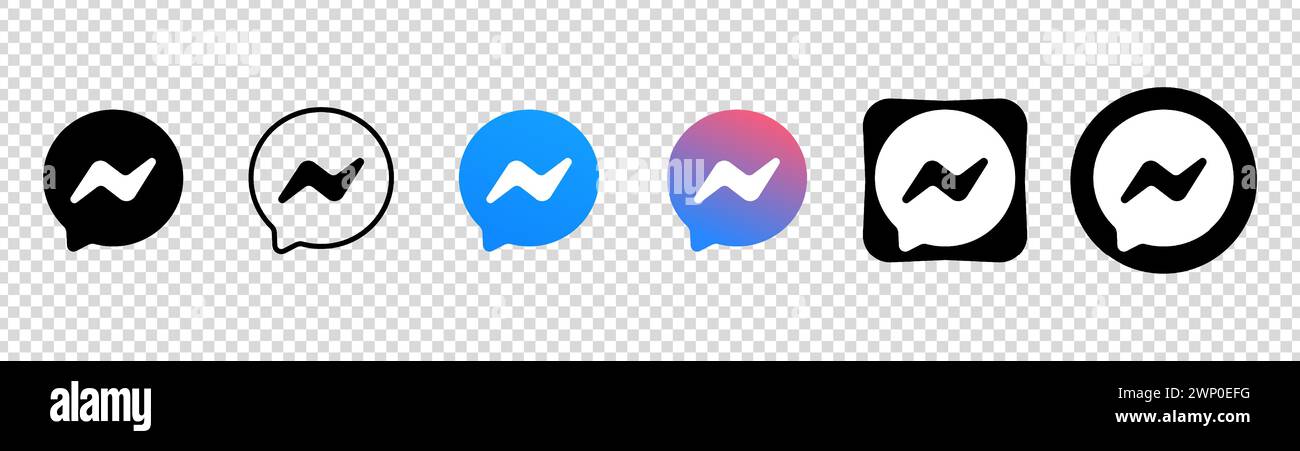 Collection of Messenger icons. Social media logo. Line art and flat ...