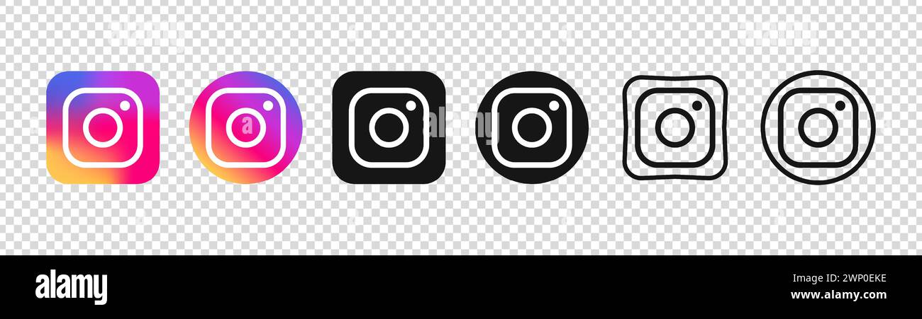 Collection of black instagram icons. Social media logo. Line art and ...