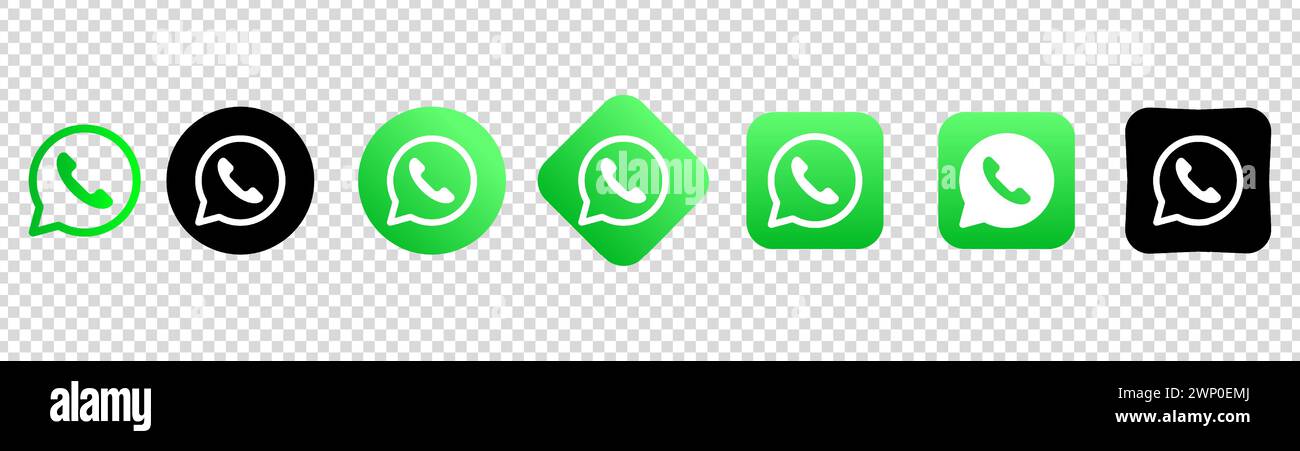 Collection of different WhatsApp web icons. Social media logo. Line art ...
