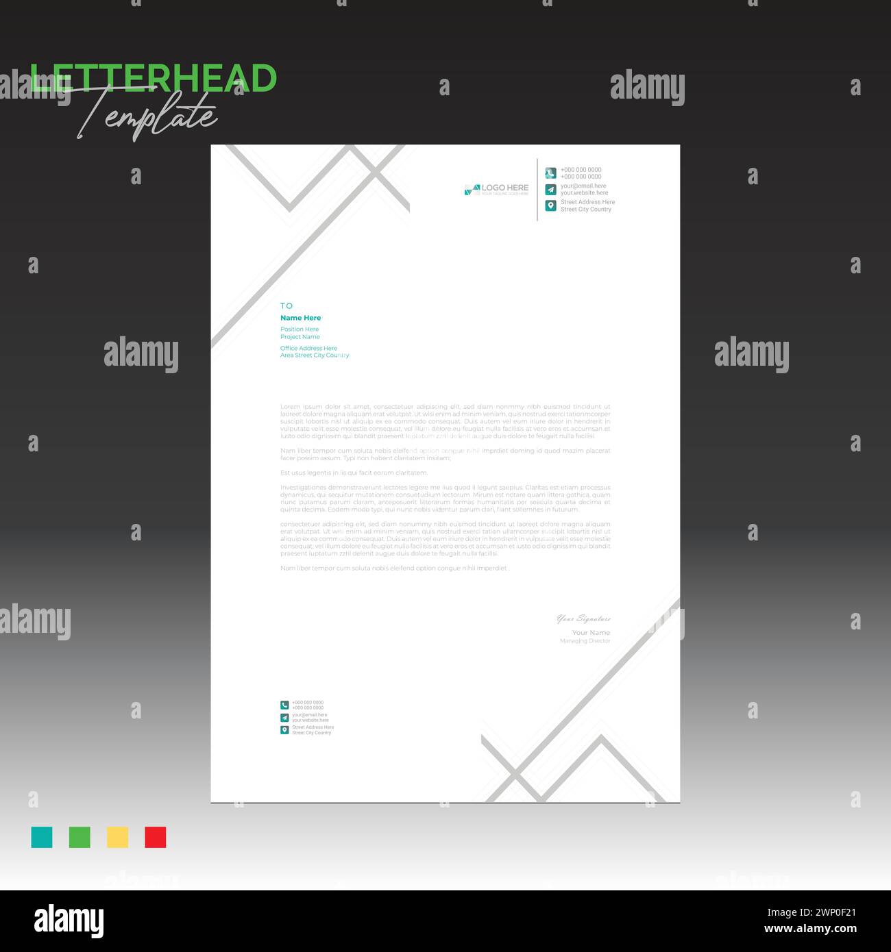 4 colored vector letterhead design for corporate and any best company ...