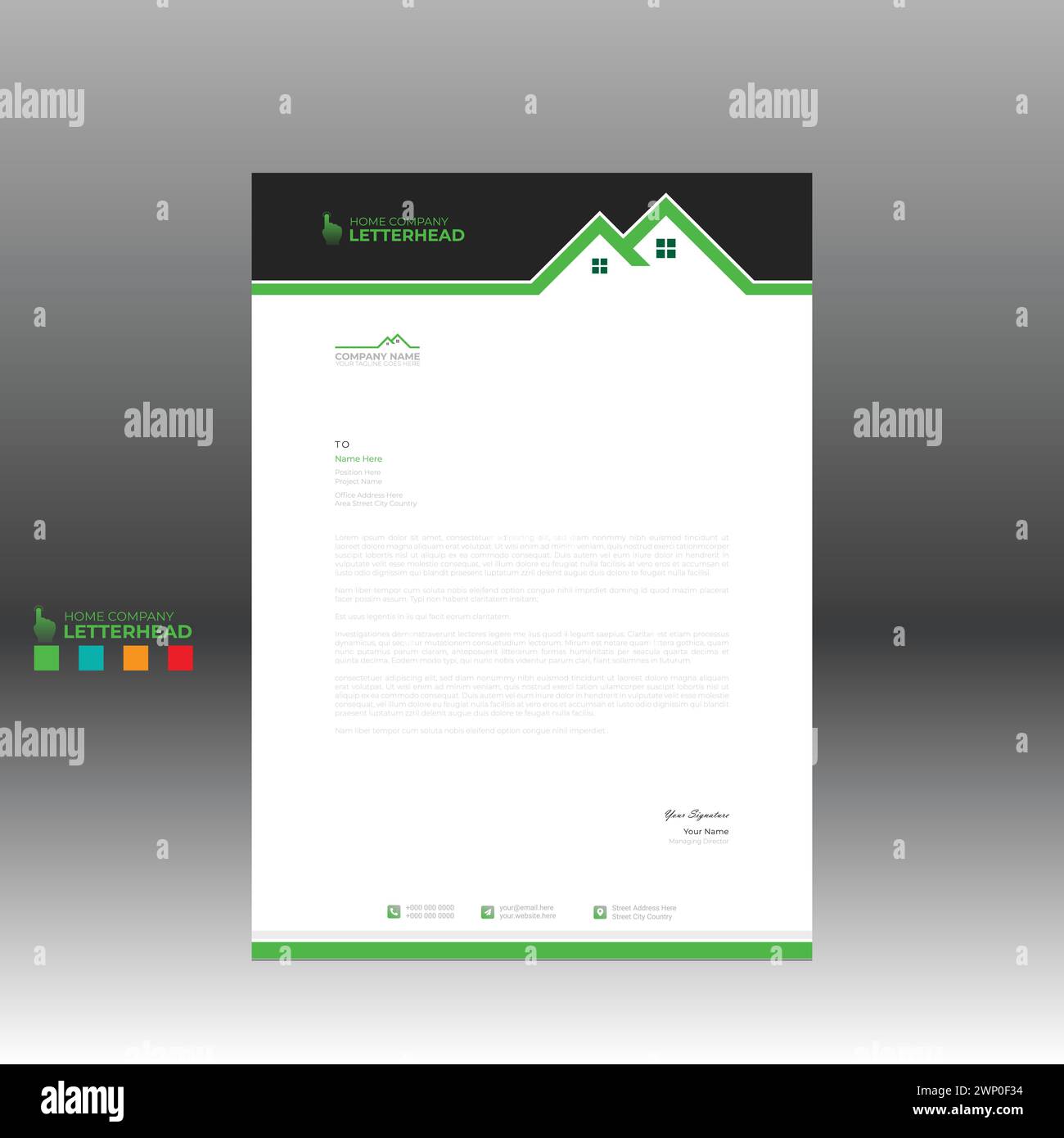 4 colored vector letterhead design for home and building company use ...