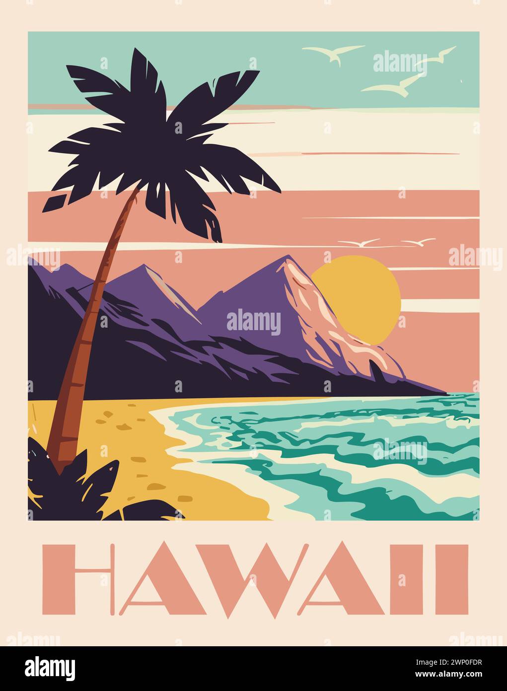 Hawaii Travel Destination Poster in retro style Stock Vector Image ...