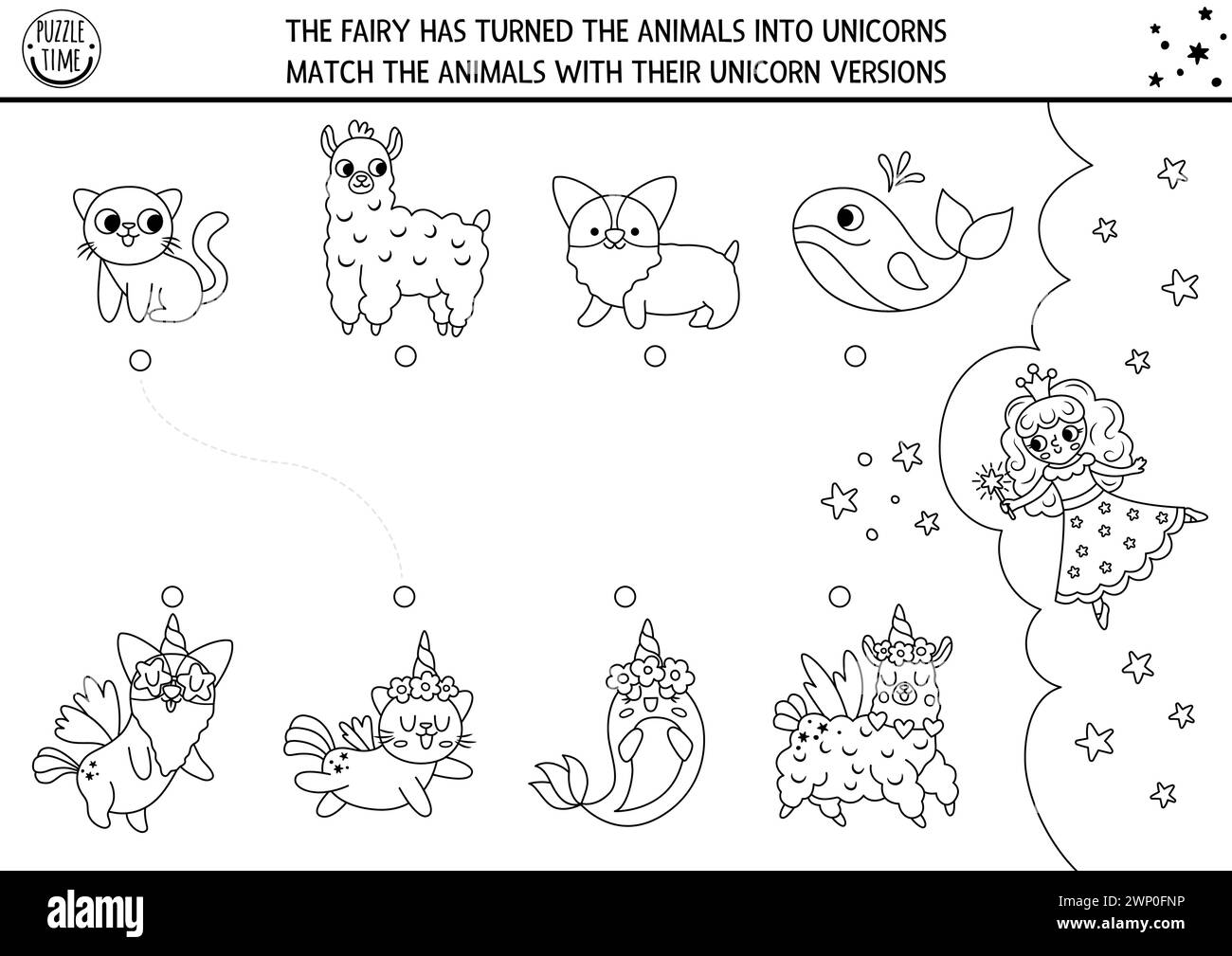 Cat unicorn coloring page printable hi-res stock photography and images ...