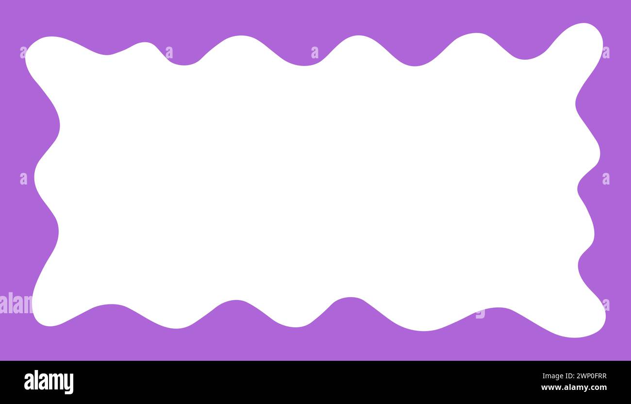 Wave rectangle frame. Doodle scalloped edge border with wavy pattern ...