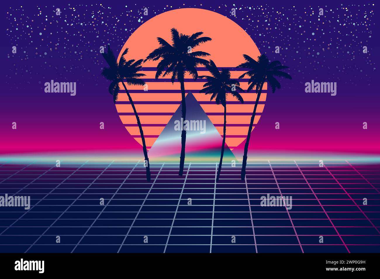 Synthwave retro banner vaporwave aesthetic background Stock Vector ...