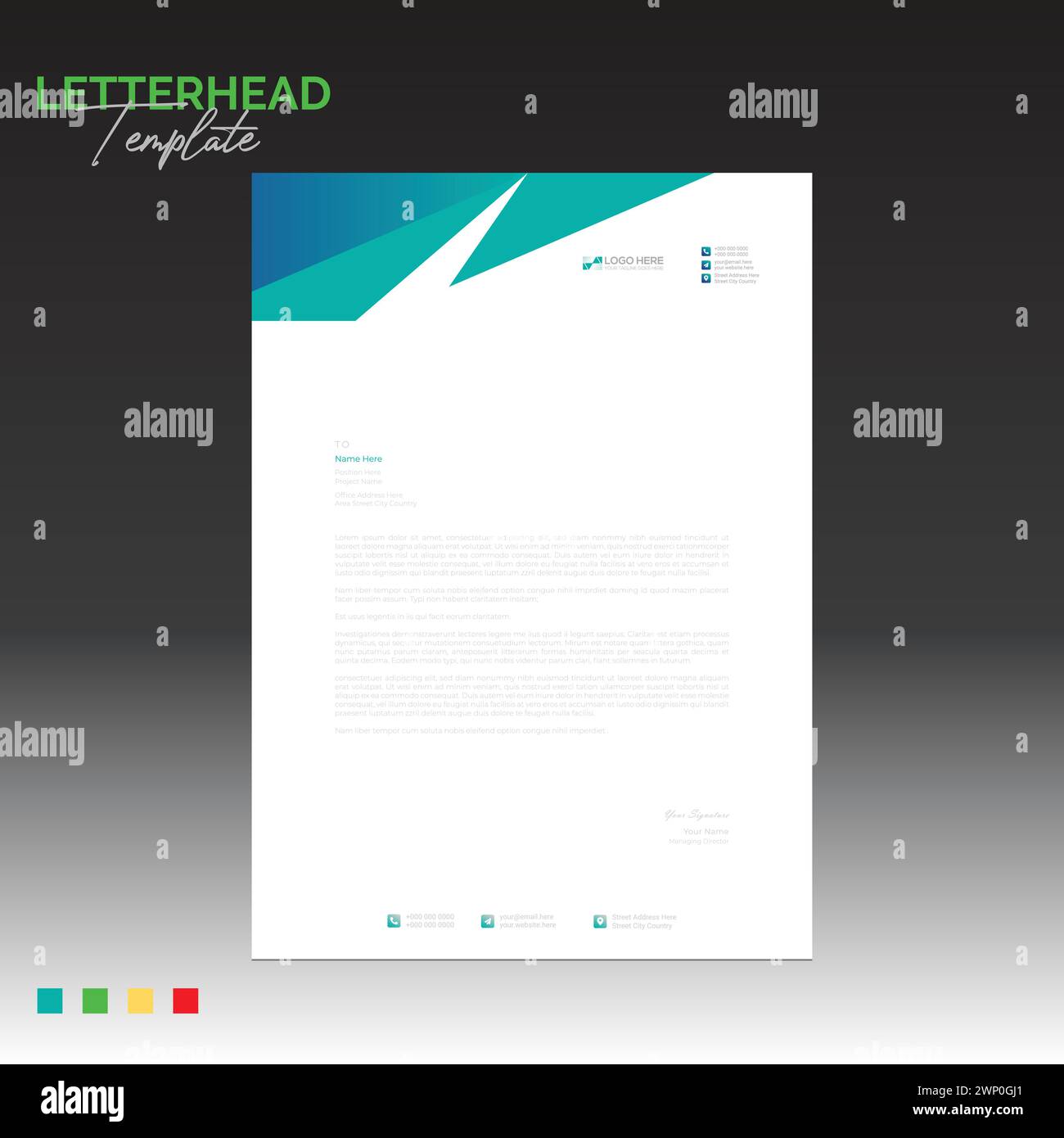 4 colored vector letterhead design for corporate and any best company ...