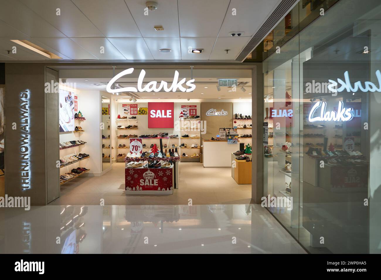 HONG KONG, CHINA - DECEMBER 04, 2023: Clarks store in New Town Plaza ...