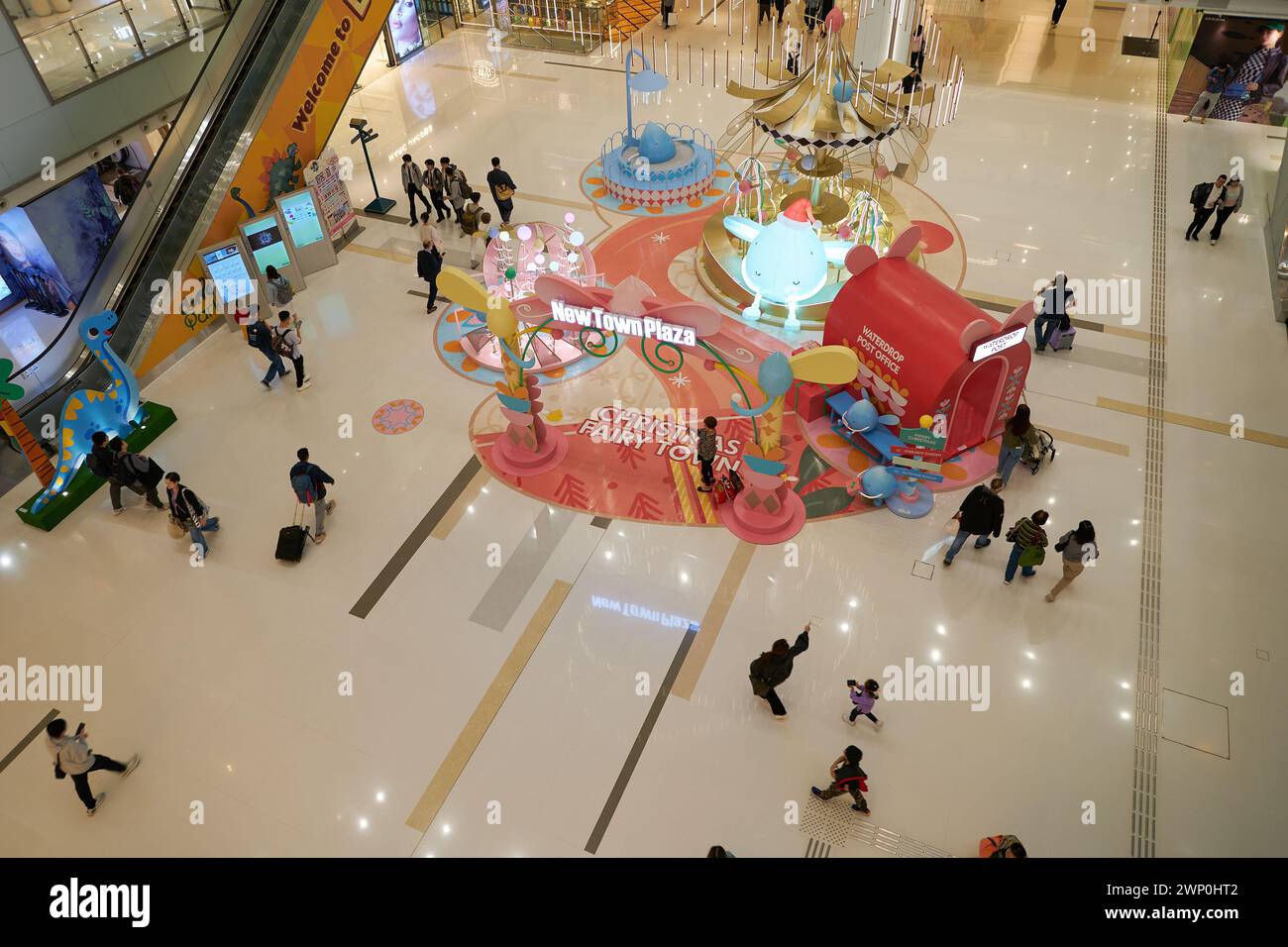 HONG KONG, CHINA - DECEMBER 04, 2023: Christmas installation inside New Town Plaza shopping mall ...