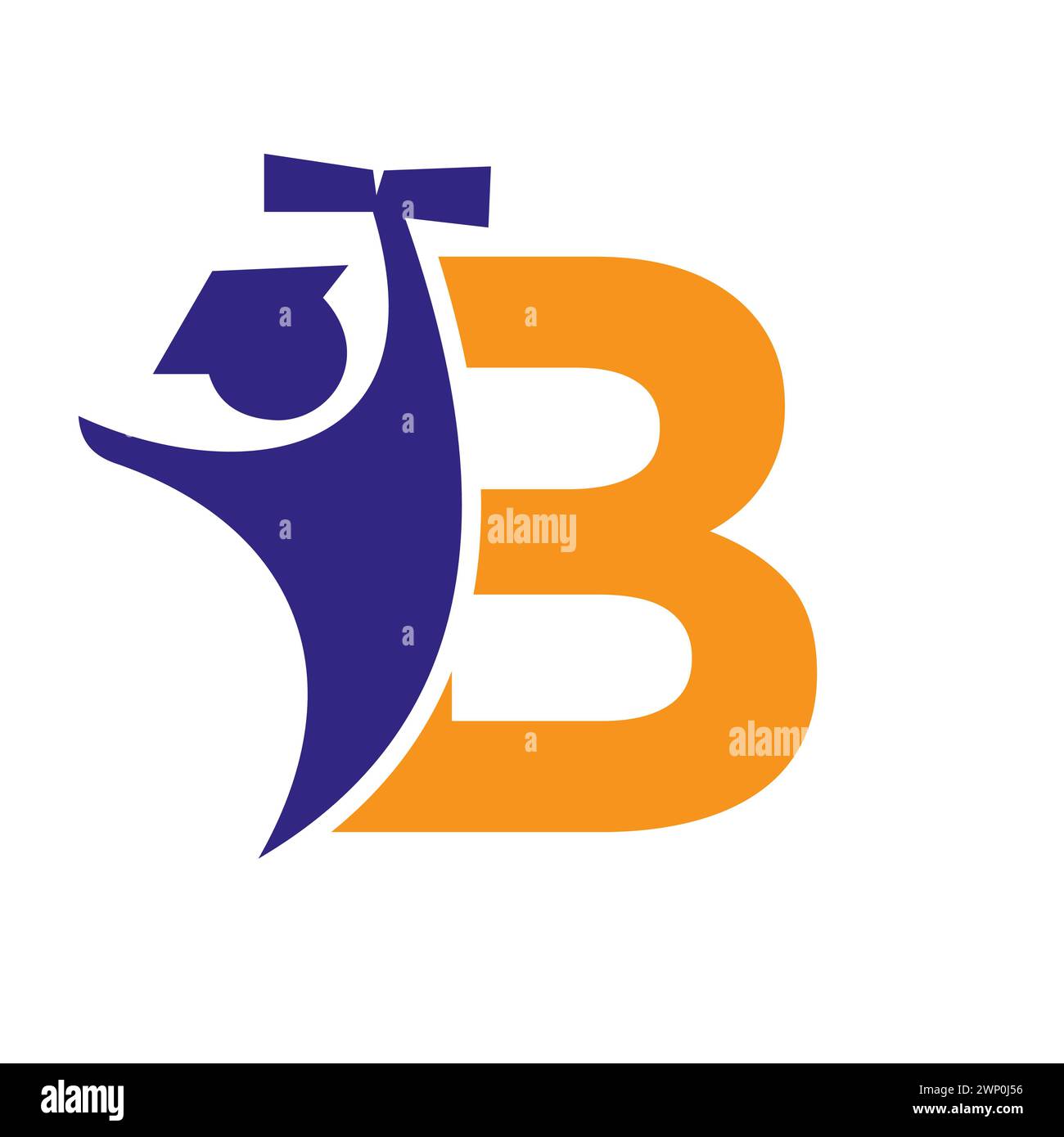 Letter B Education Logo Design. Graduation Symbol With Human Holding ...