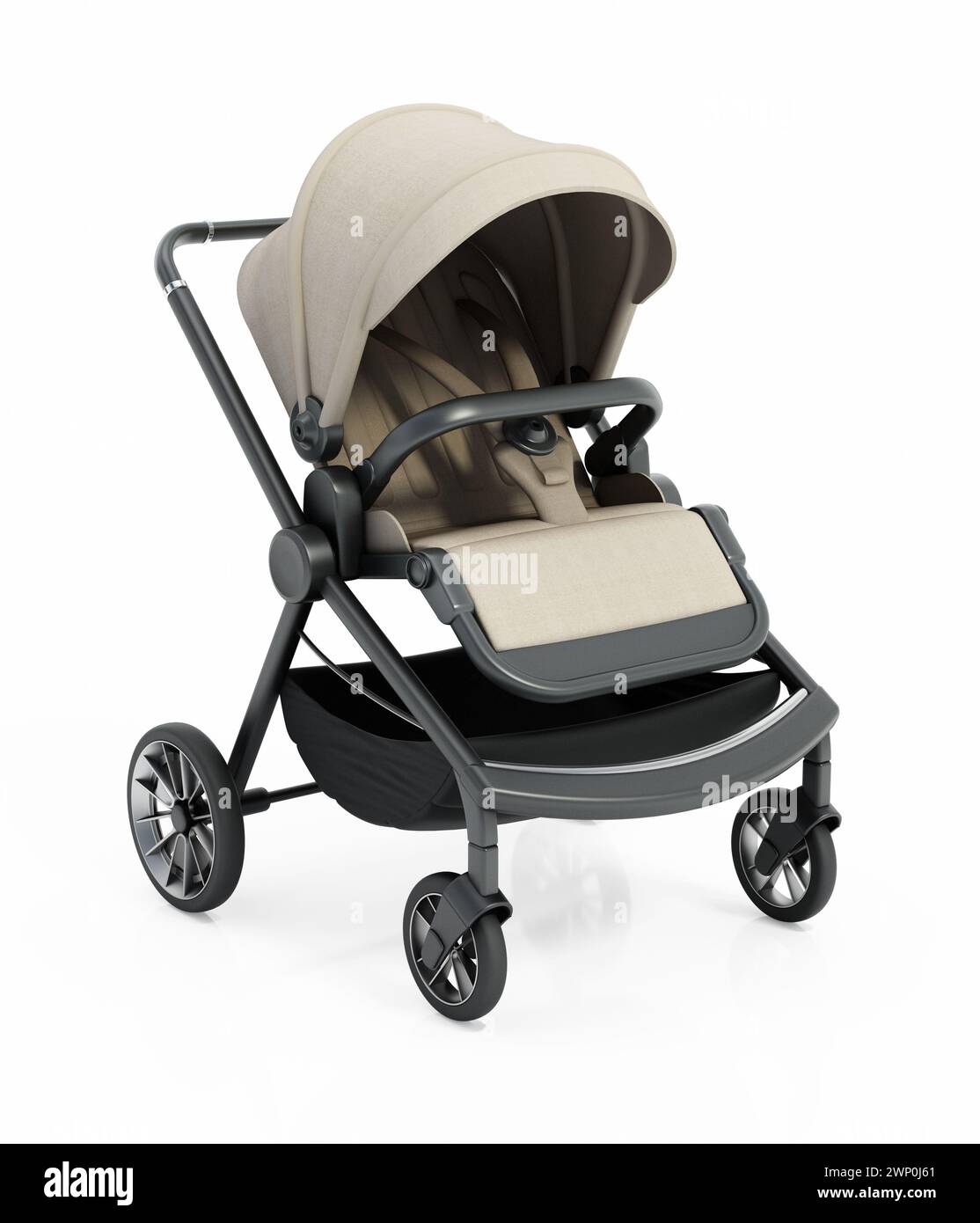 Generic baby stroller isolated on white background. 3D illustration ...