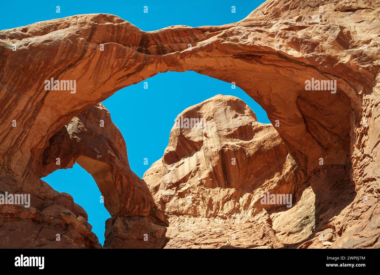 Double Arch at Arches National Park, in eastern Utah, USA Stock Photo ...
