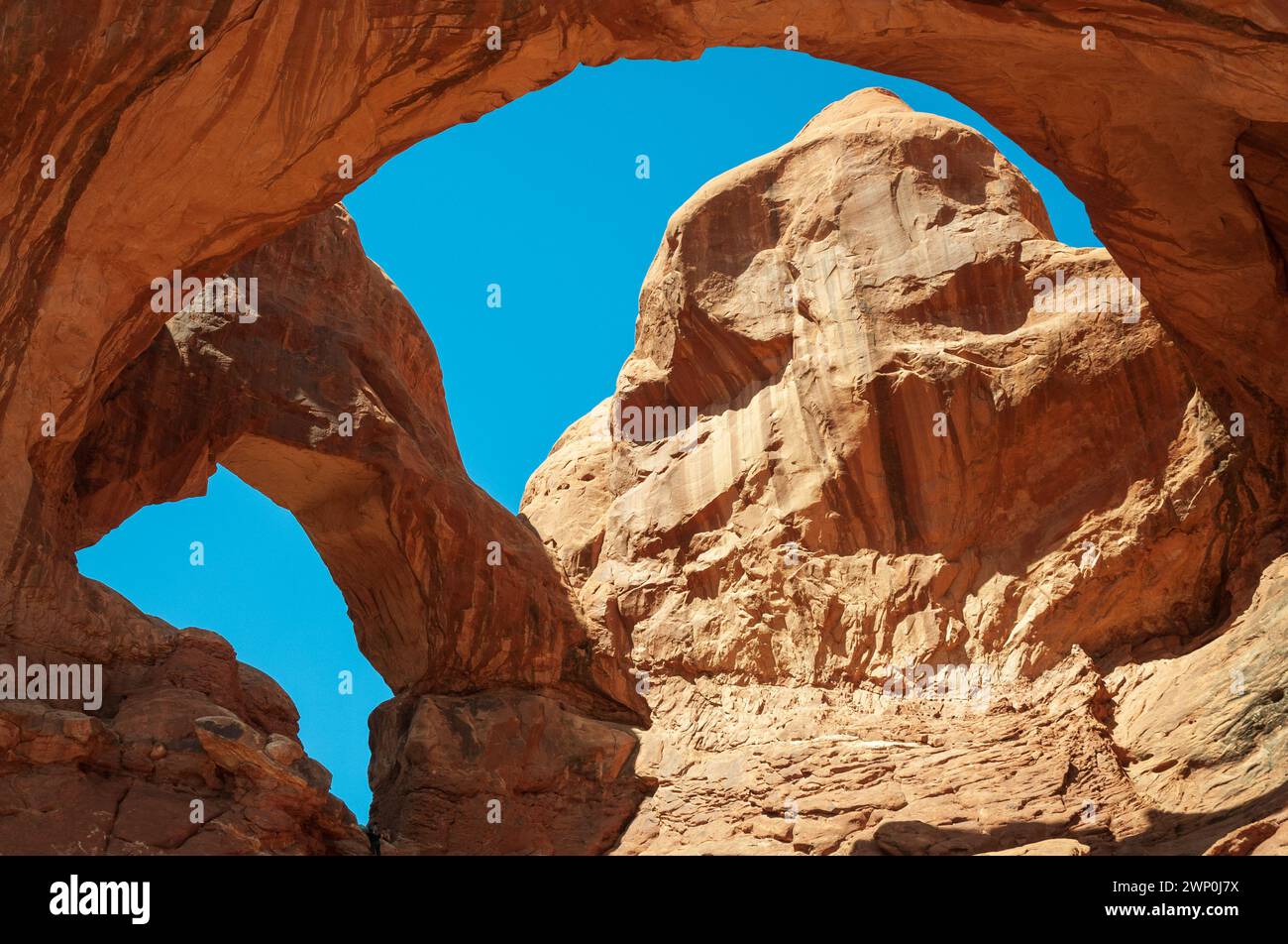 Double Arch at Arches National Park, in eastern Utah, USA Stock Photo ...