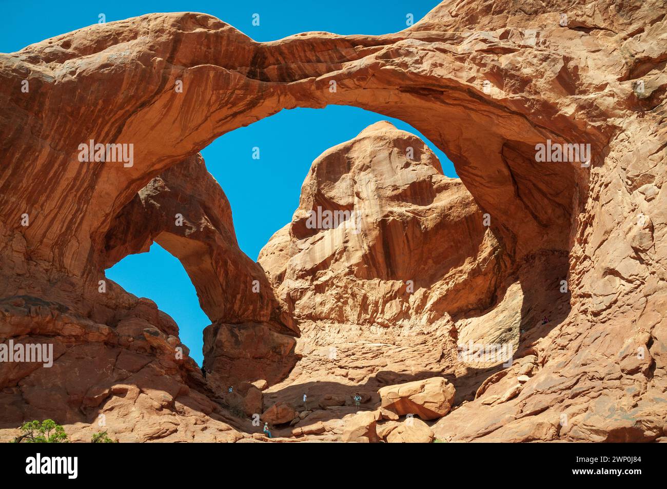 Double Arch at Arches National Park, in eastern Utah, USA Stock Photo ...