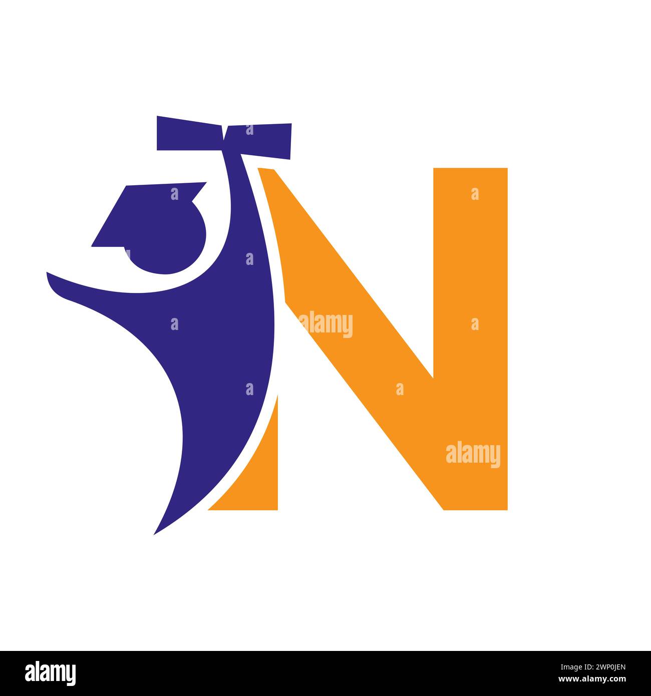 Letter N Education Logo Design. Graduation Symbol With Human Holding ...