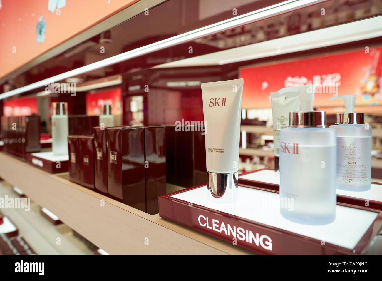 HONG KONG, CHINA - DECEMBER 04, 2023: cosmetic products displayed at SK ...