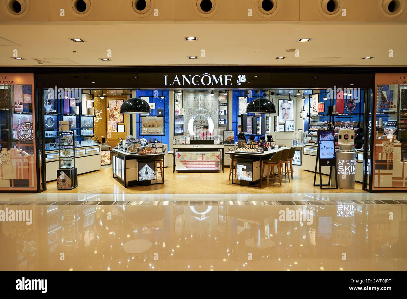HONG KONG, CHINA - DECEMBER 04, 2023: Lancome store shopfront in New Town Plaza shopping mall ...