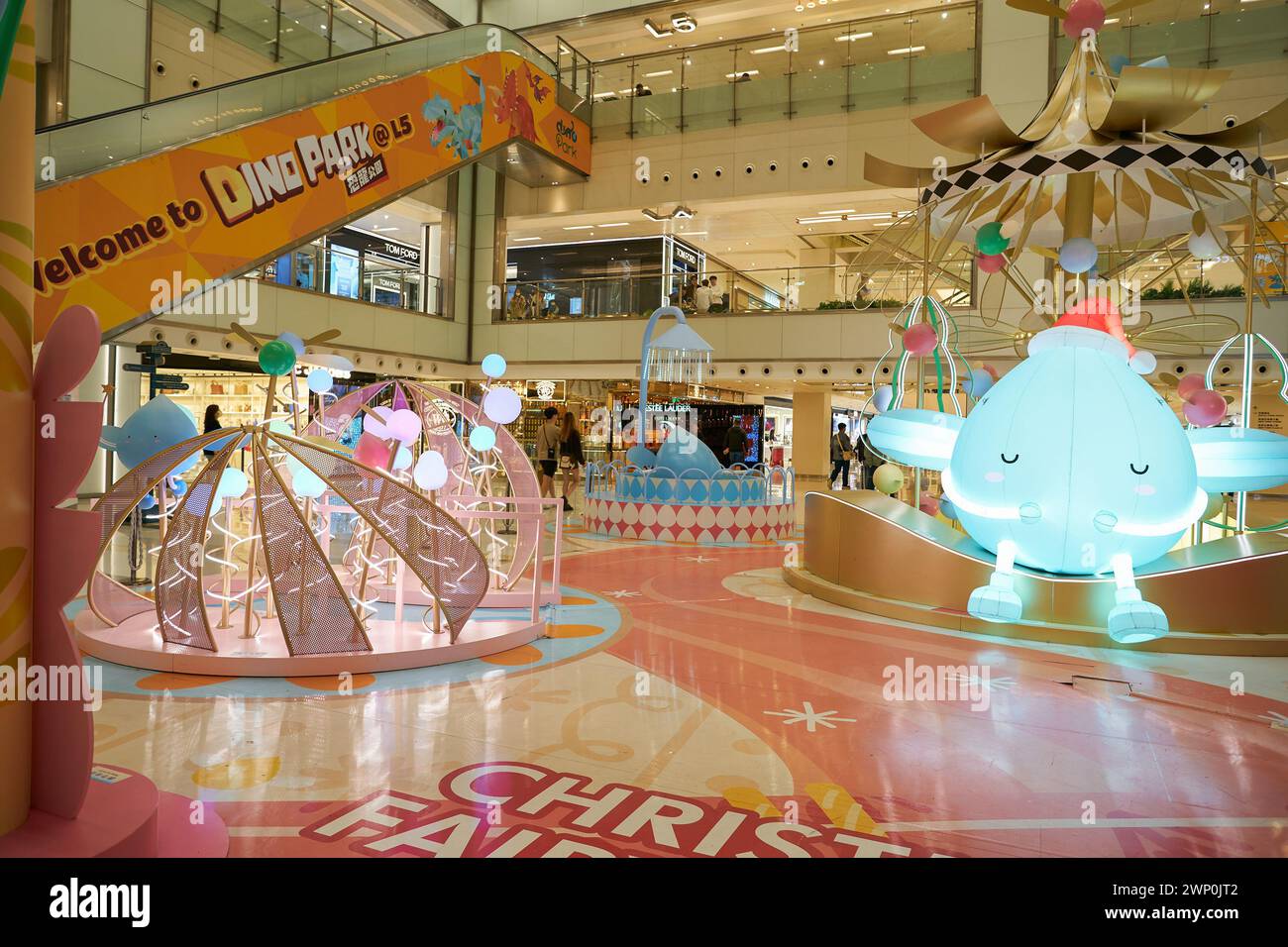 HONG KONG, CHINA - DECEMBER 04, 2023: Christmas installation inside New Town Plaza shopping mall ...