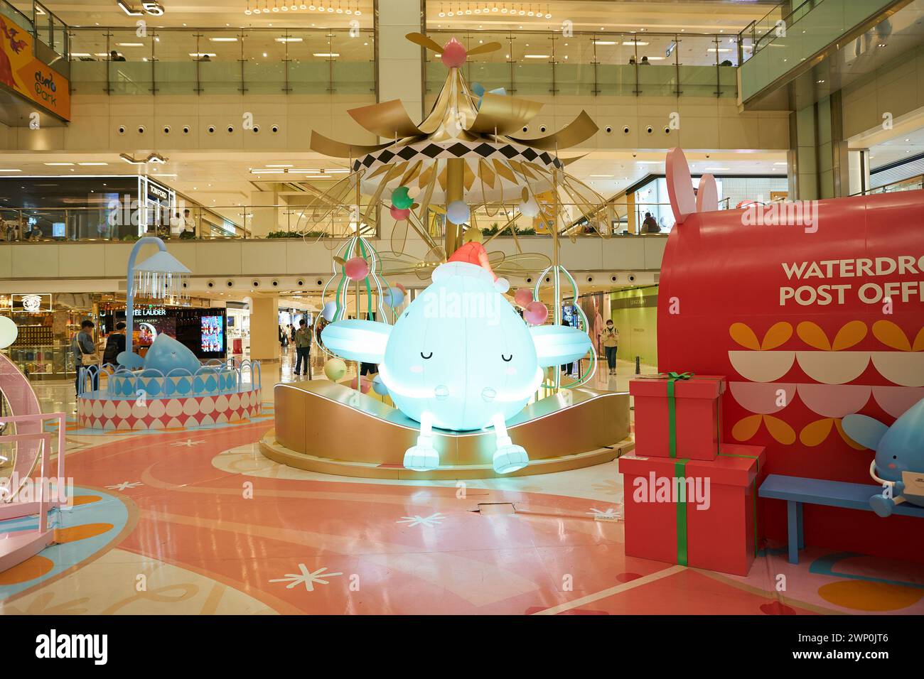 HONG KONG, CHINA - DECEMBER 04, 2023: Christmas installation inside New Town Plaza shopping mall ...
