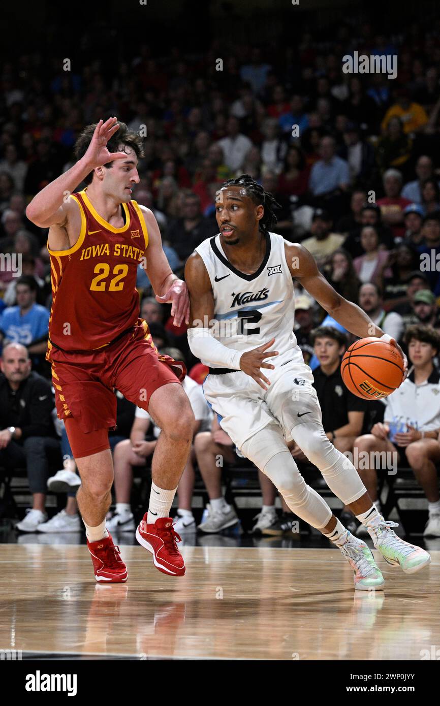 Central Florida guard Shemarri Allen, right, is defended by Iowa State ...