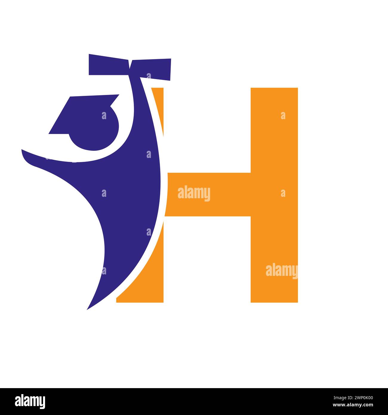 Letter H Education Logo Design. Graduation Symbol With Human Holding ...