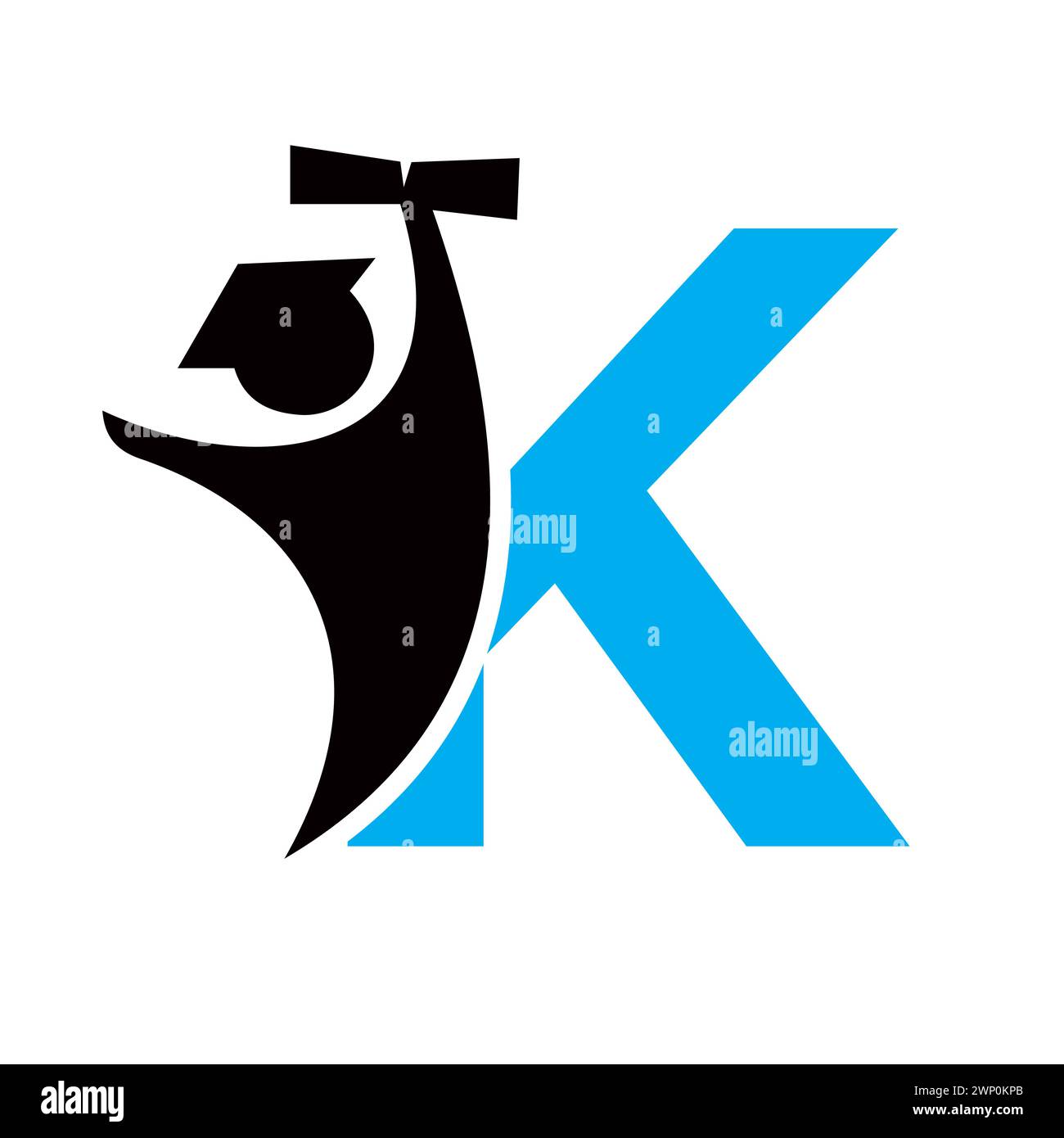 Letter K Education Logo Design. Graduation Symbol With Human Holding ...