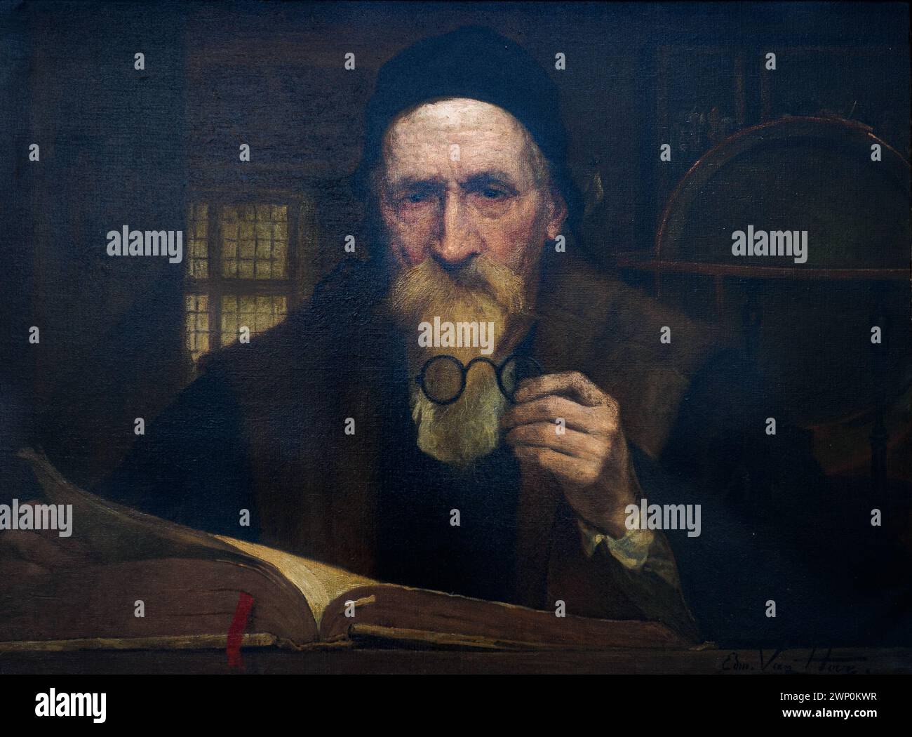 The Philosopher by Edmond Van Hove (1851-1913) - oil on vanvas Stock ...