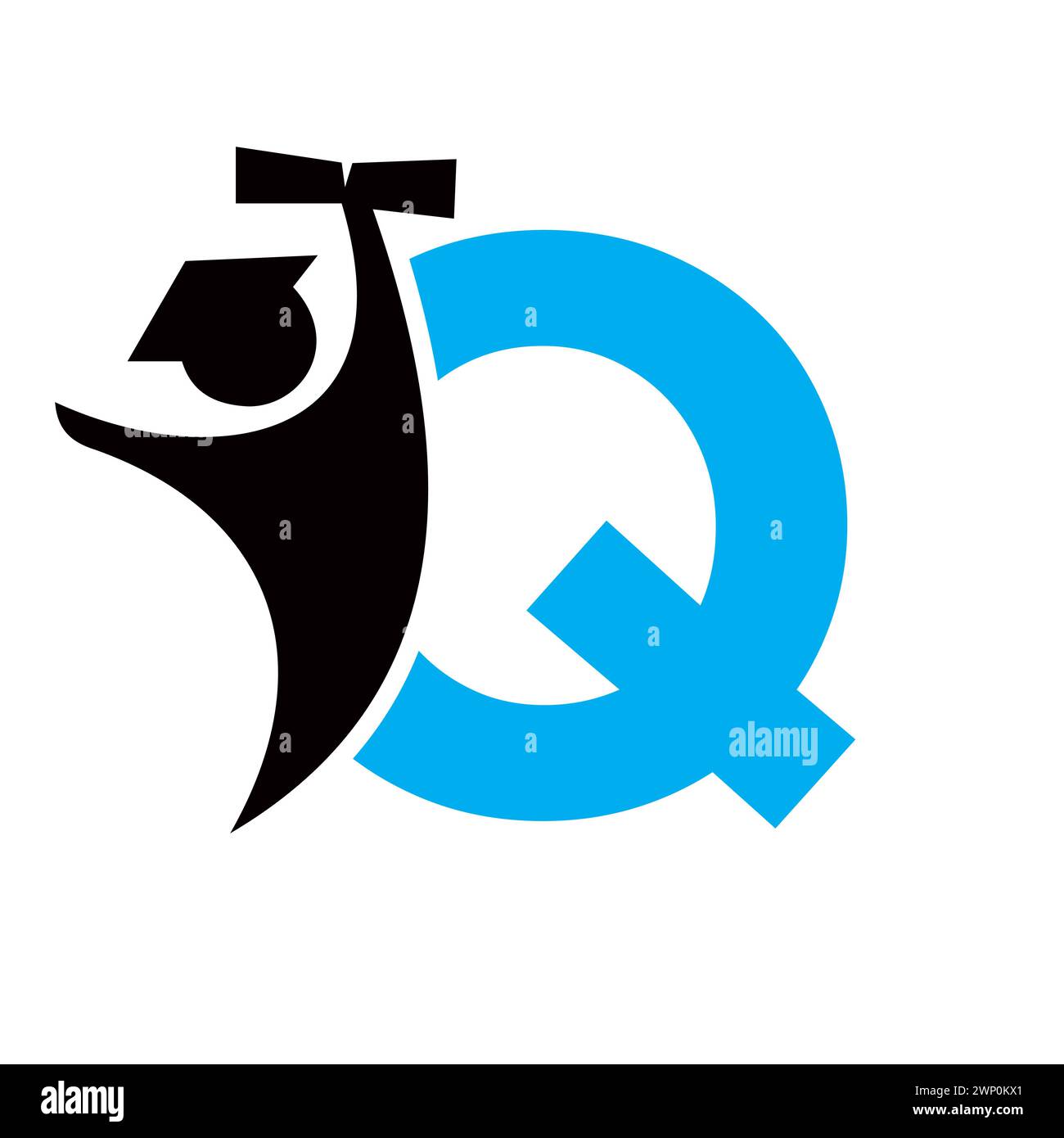 Letter Q Education Logo Design. Graduation Symbol With Human Holding ...