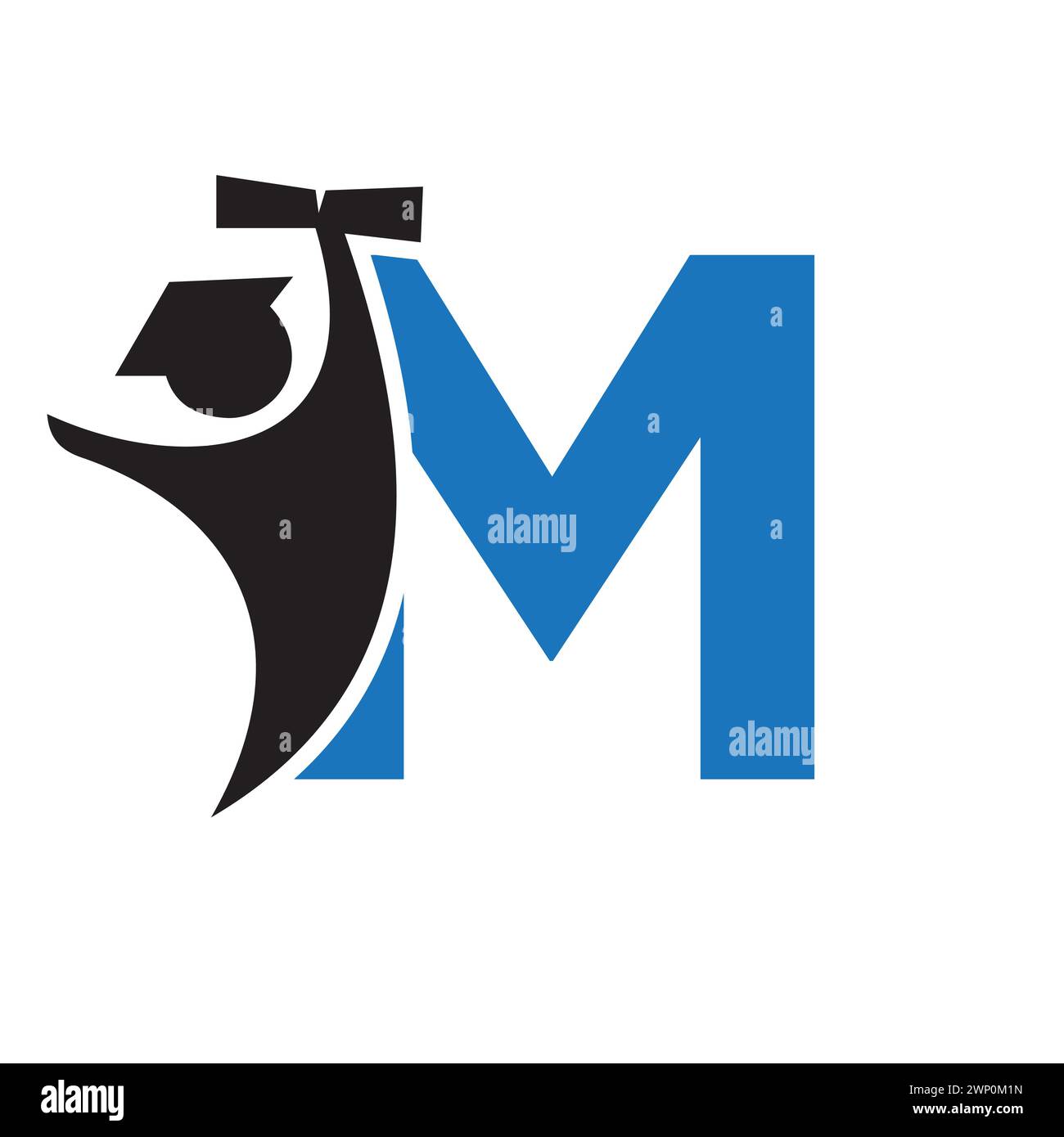 Letter M Education Logo Design. Graduation Symbol With Human Holding ...