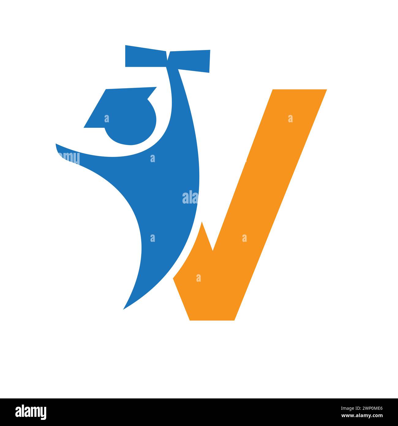 Letter V Education Logo Design. Graduation Symbol With Human Holding ...