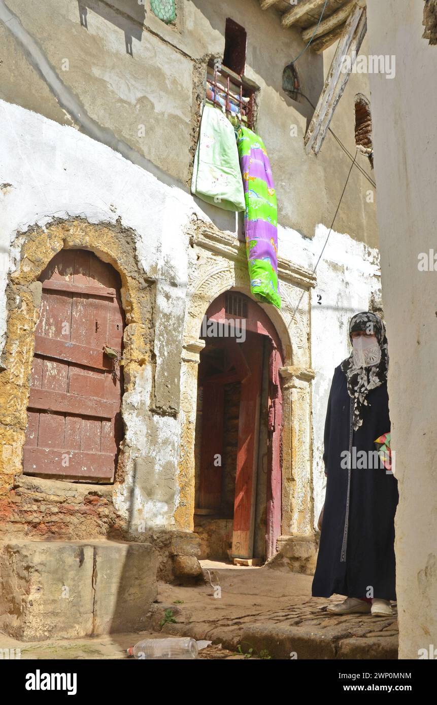 Narrow streets of the old town of the Arab quarter called the kasbah in ...
