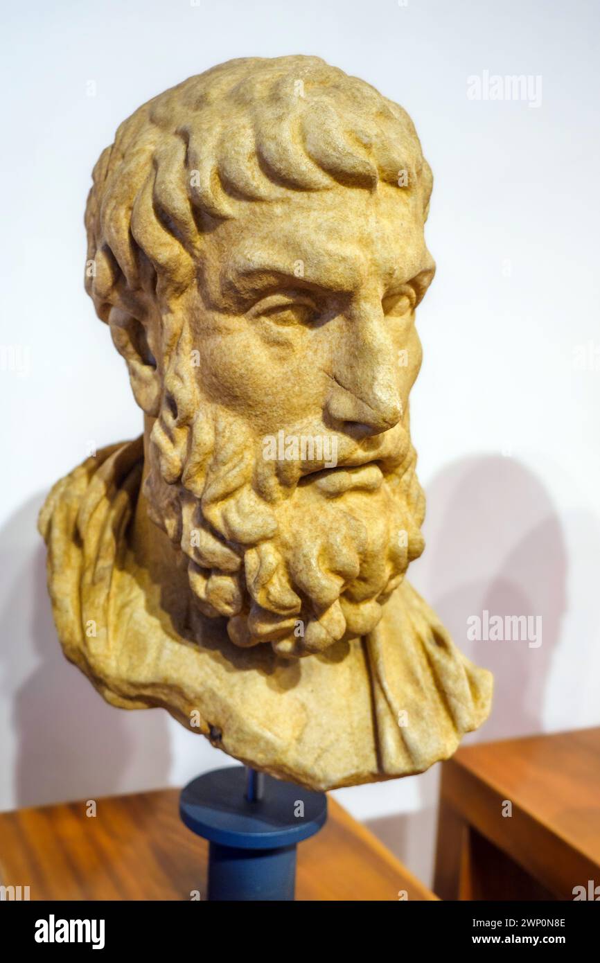 Bust of Epicurus (341–270 BC, Greek philosopher) - Roman copy of a ...