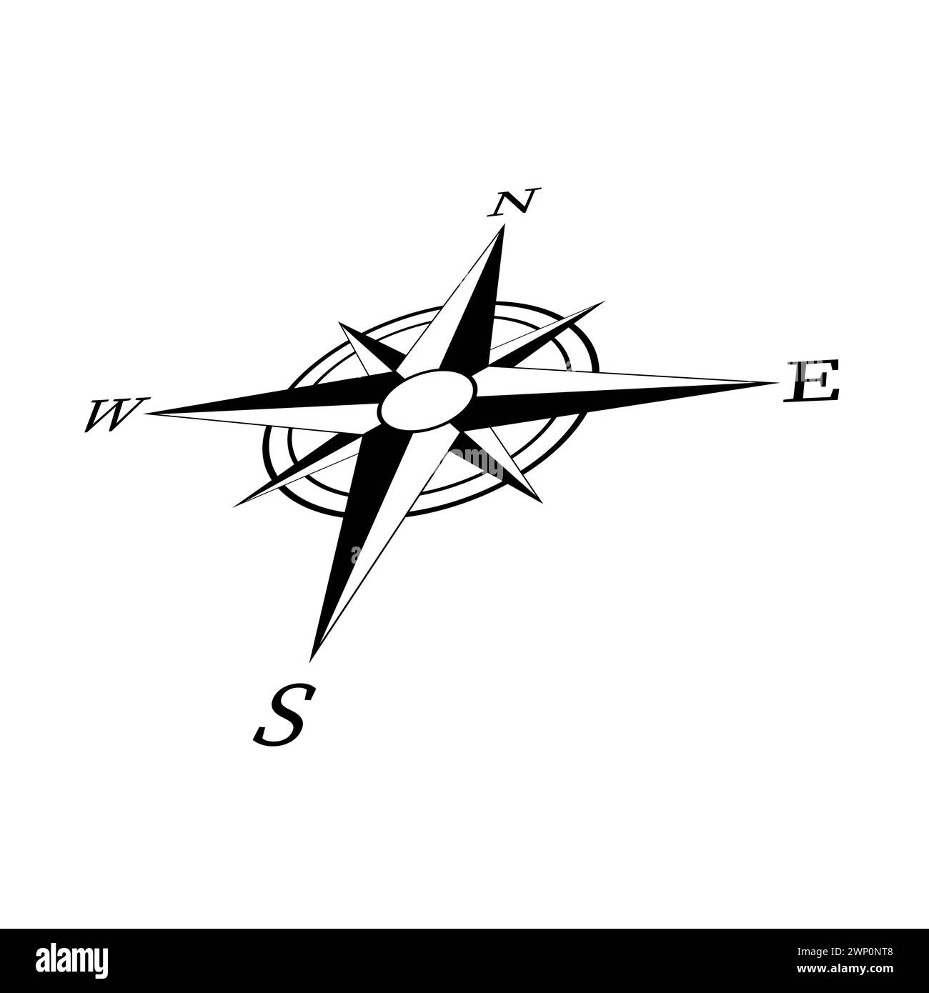 Compass rose or windrose icon. Vector illustration isolated on white ...