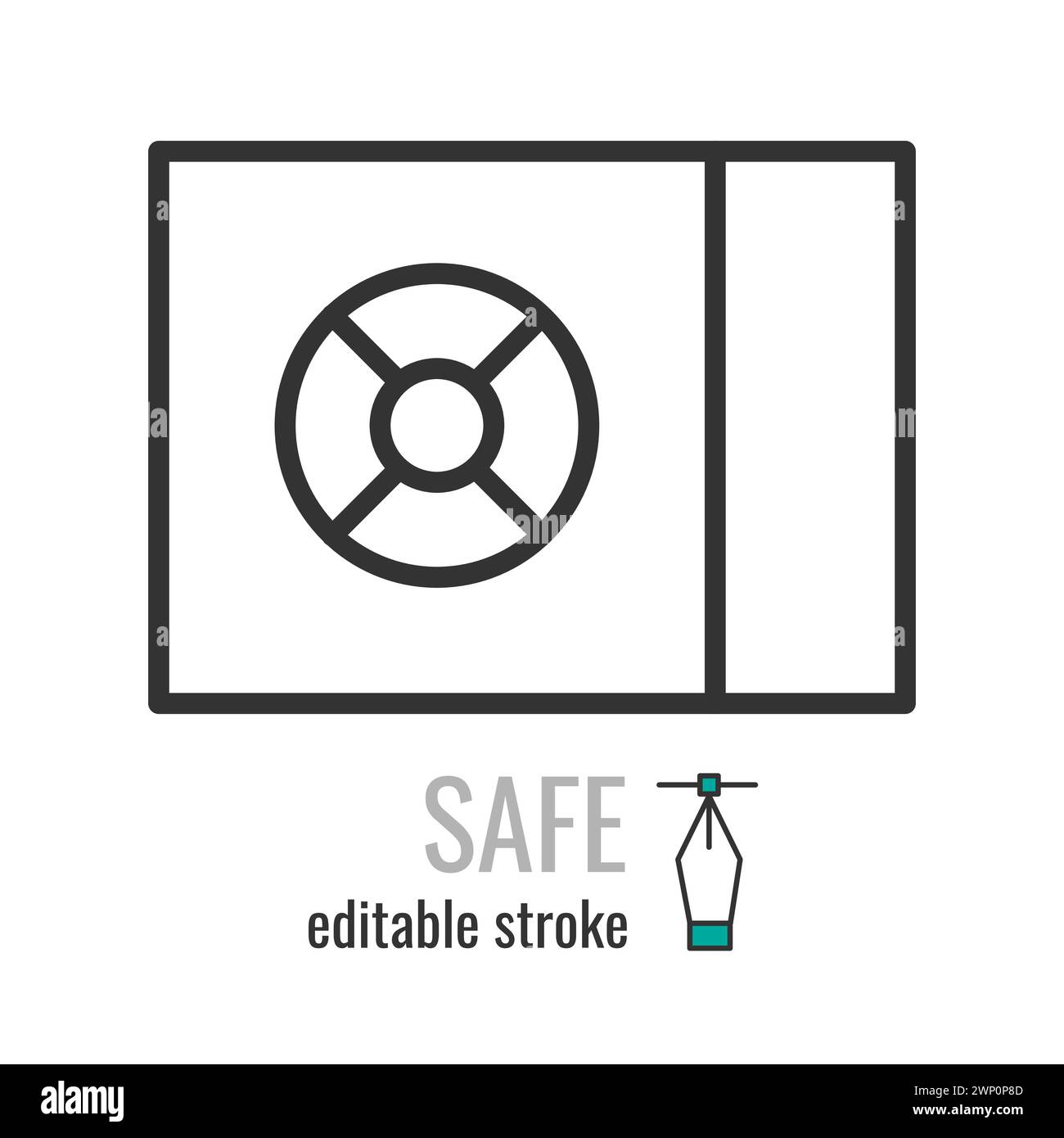safe vault line icon.Bank Box symbol.Protection money pictogram ...