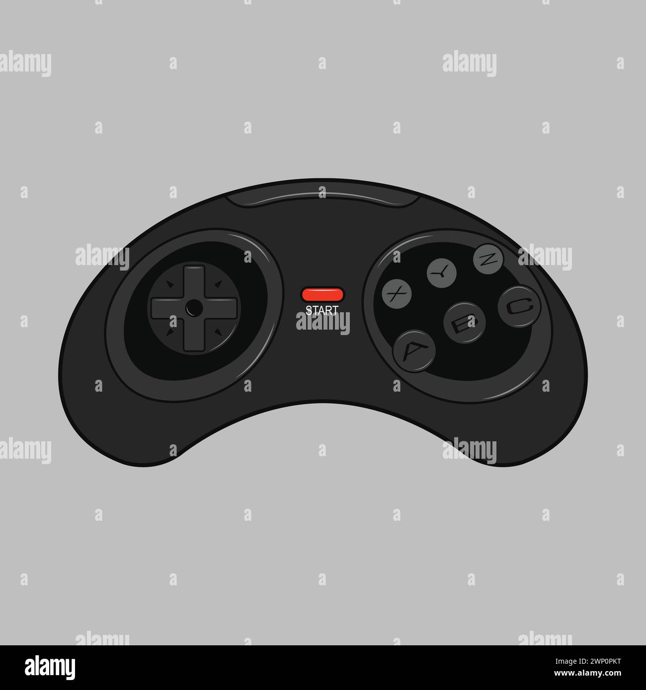 Retro black joystick controller gamepad on the light background, a ...