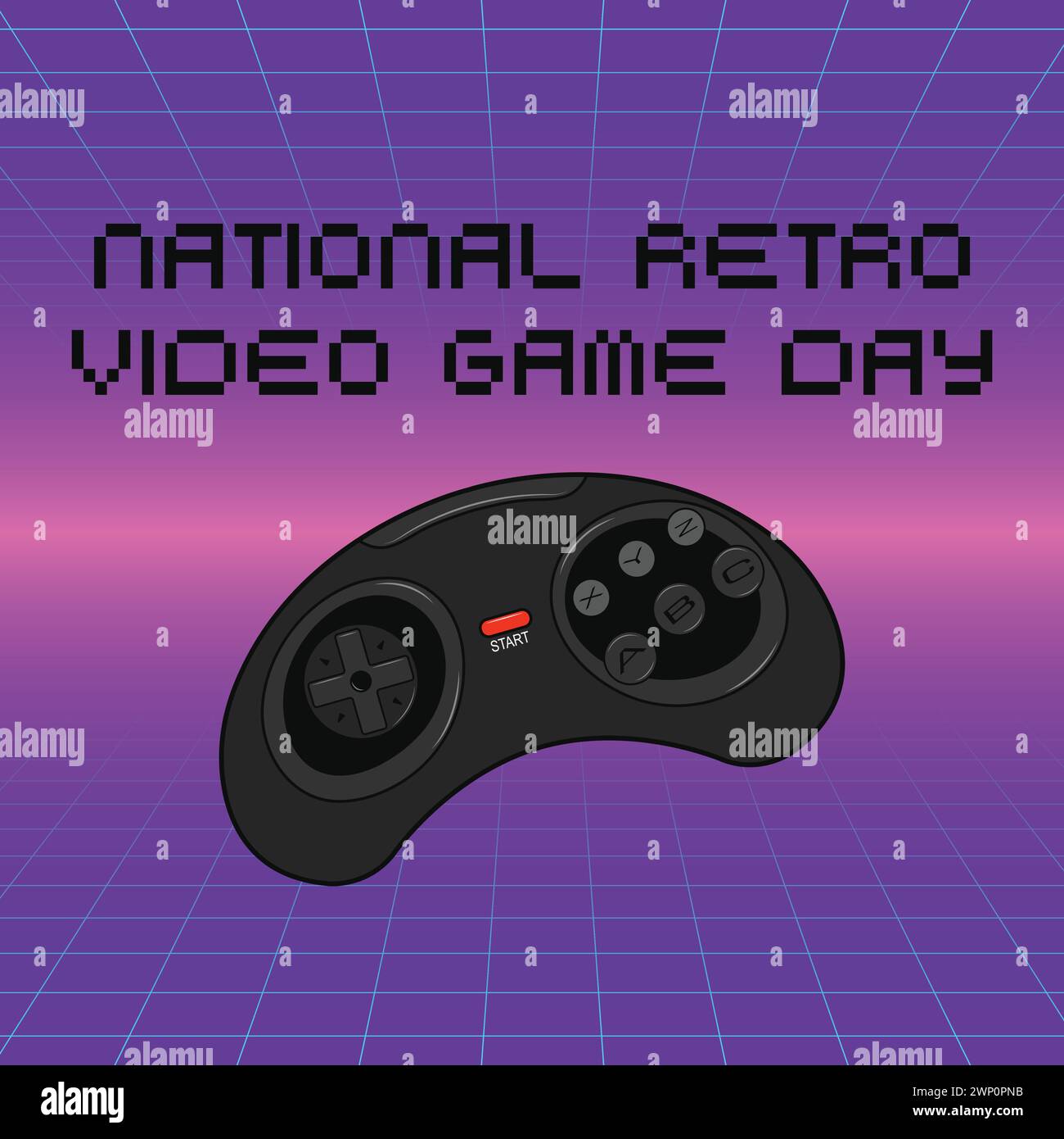 Vector banner for National Retro Video Game Day, with a joystick on the ...