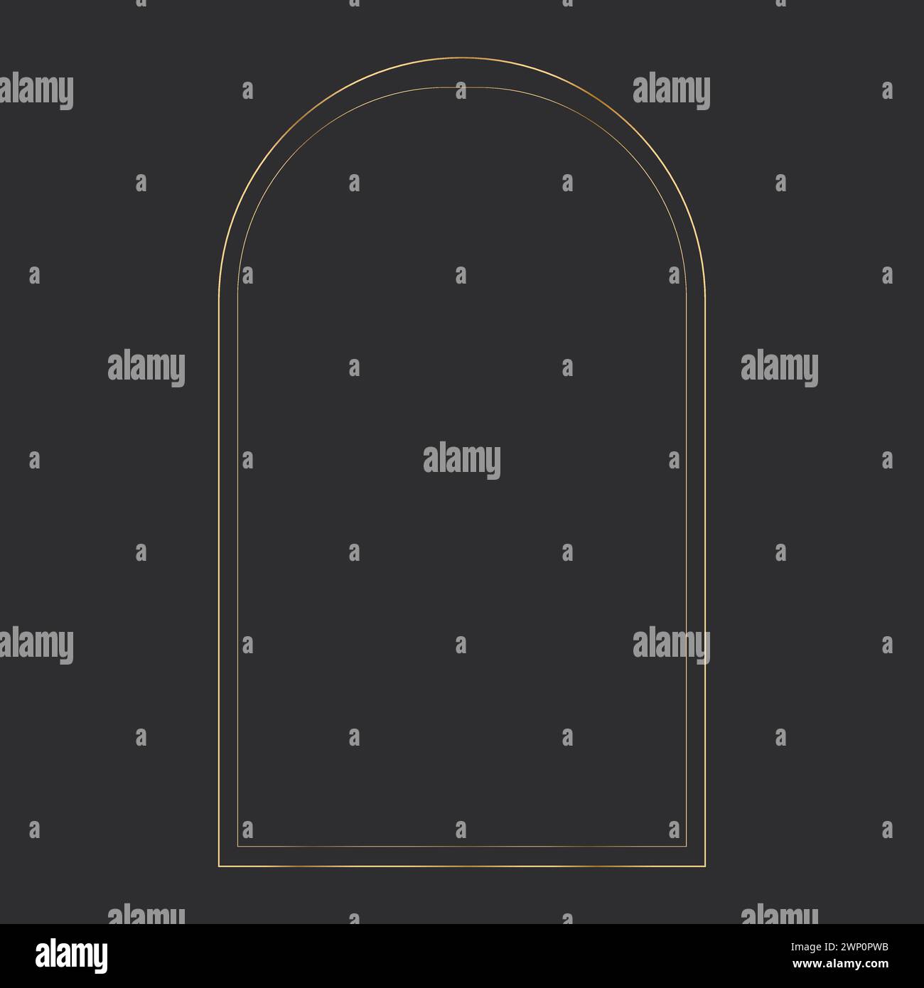 Golden arch elegant thin line frame on the dark background. Perfect ...
