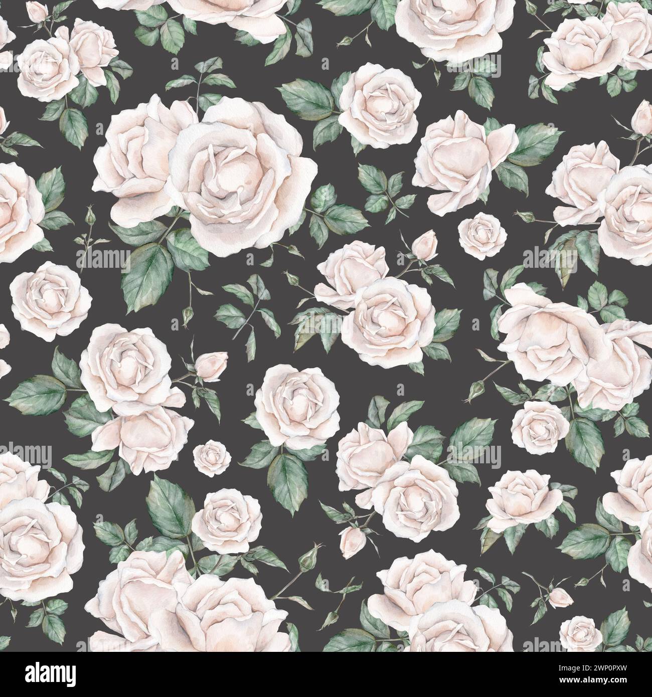 Light pink roses seamless pattern. Light cream roses arrangement ...