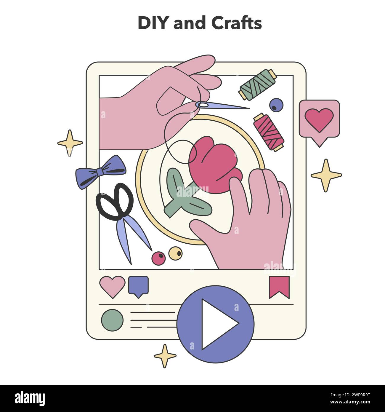DIY and Crafts concept. Handmade projects and creative arts tutorials online. Crafting ...