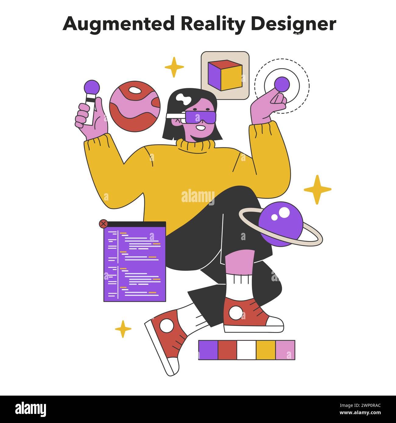 Augmented Reality Designer Creating Virtual Enhancements. An innovator ...