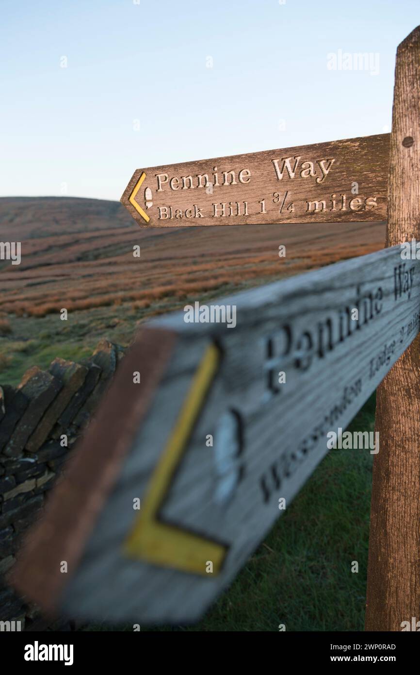 Pennine way signpost-one of the UK’s longest walks cuts through the ...
