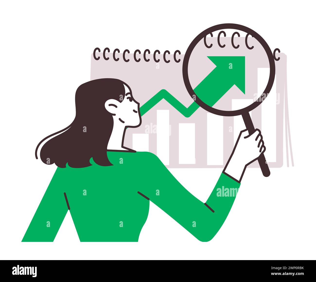 Woman stares intently at the graph and data Stock Vector Image & Art ...